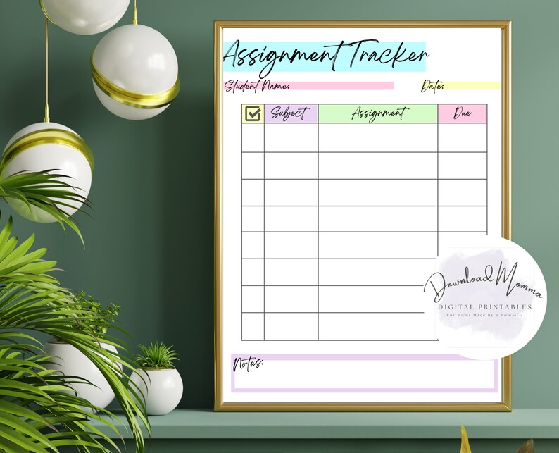 Editable Assignment Tracker Template, Homeschool Daily Assignment ...