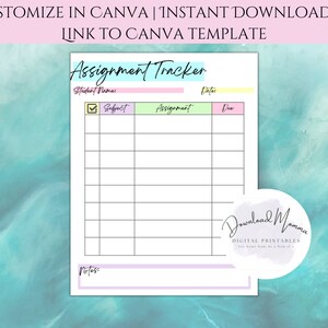 Editable Assignment Tracker Template, Homeschool Daily Assignment ...