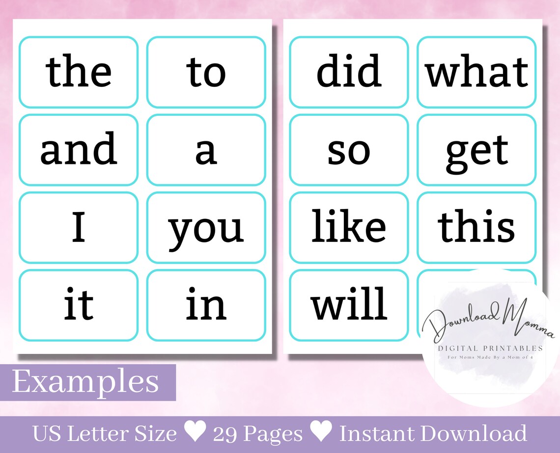 220 Dolch Sight Words Flashcards Printable Kindergarden Sight Words 1st ...