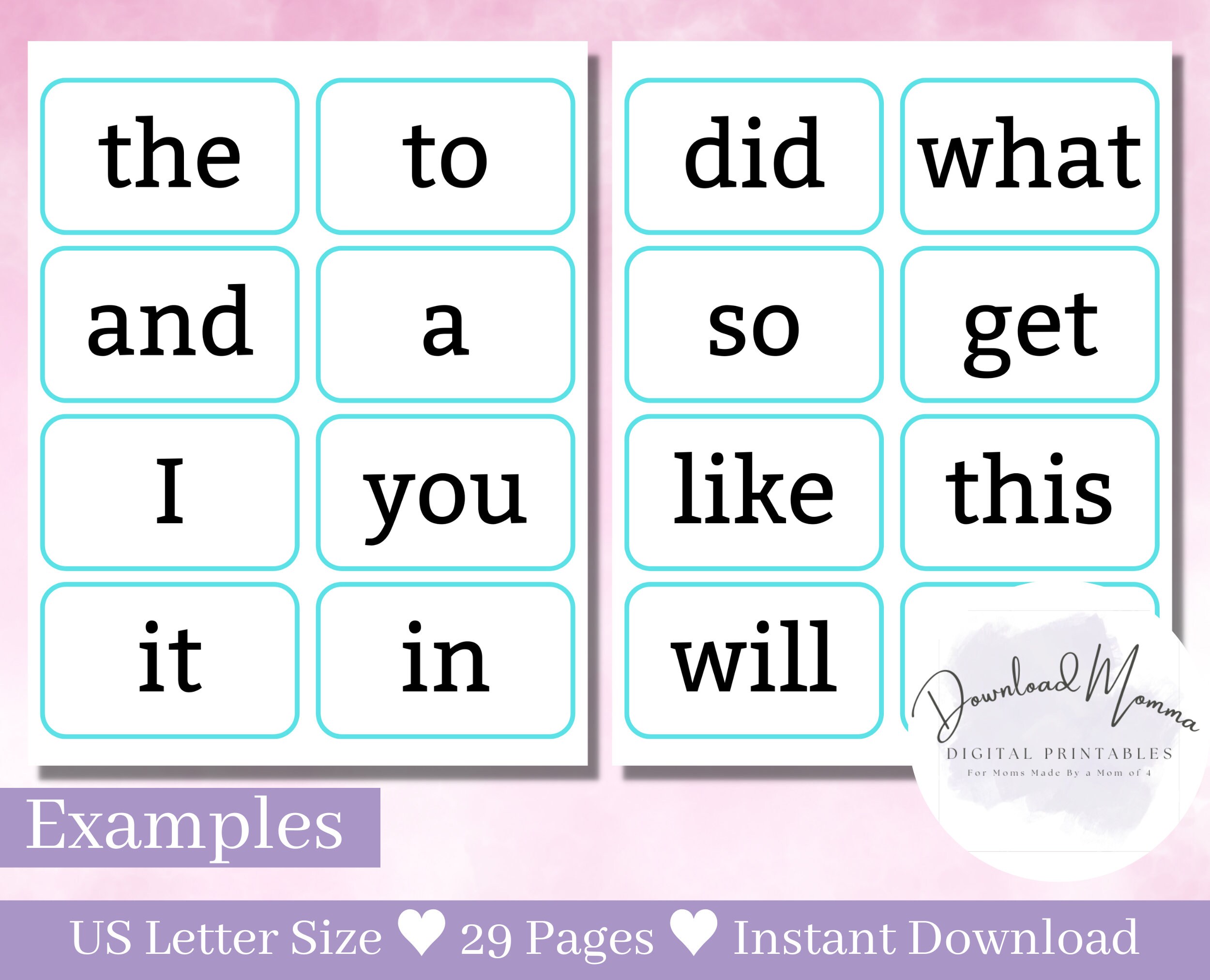 220 Dolch Sight Words Flashcards Printable Kindergarden Sight Words 1st ...