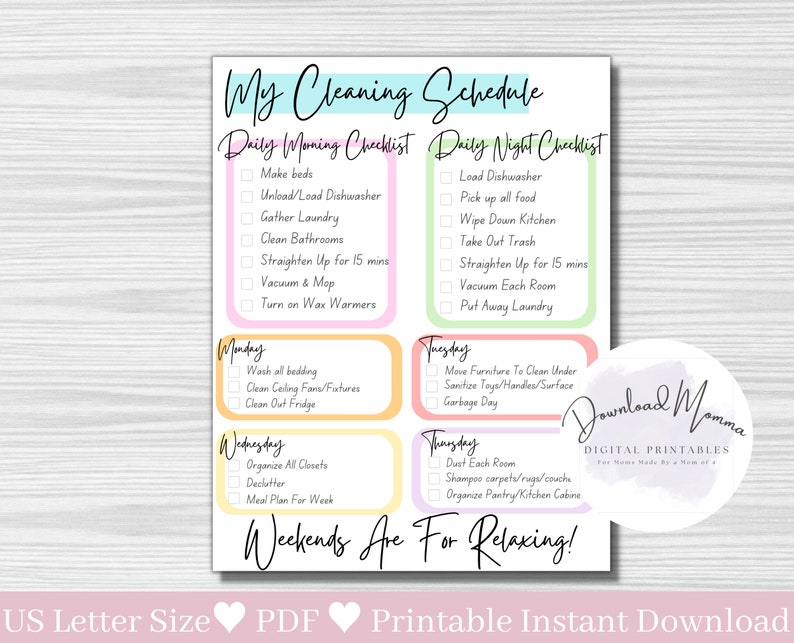 EDITABLE Cleaning Planner Printable, Daily/weekly Cleaning Checklist ...