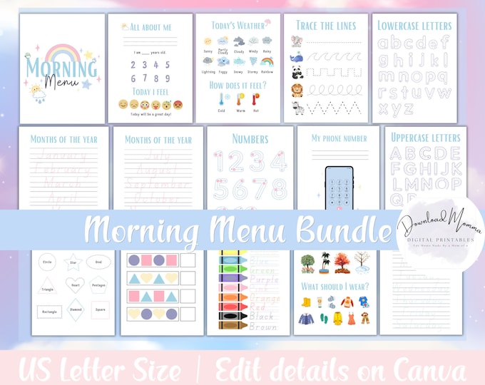 PRESCHOOL Morning Menu, Homeschool Morning Menu, Morning Menu ...