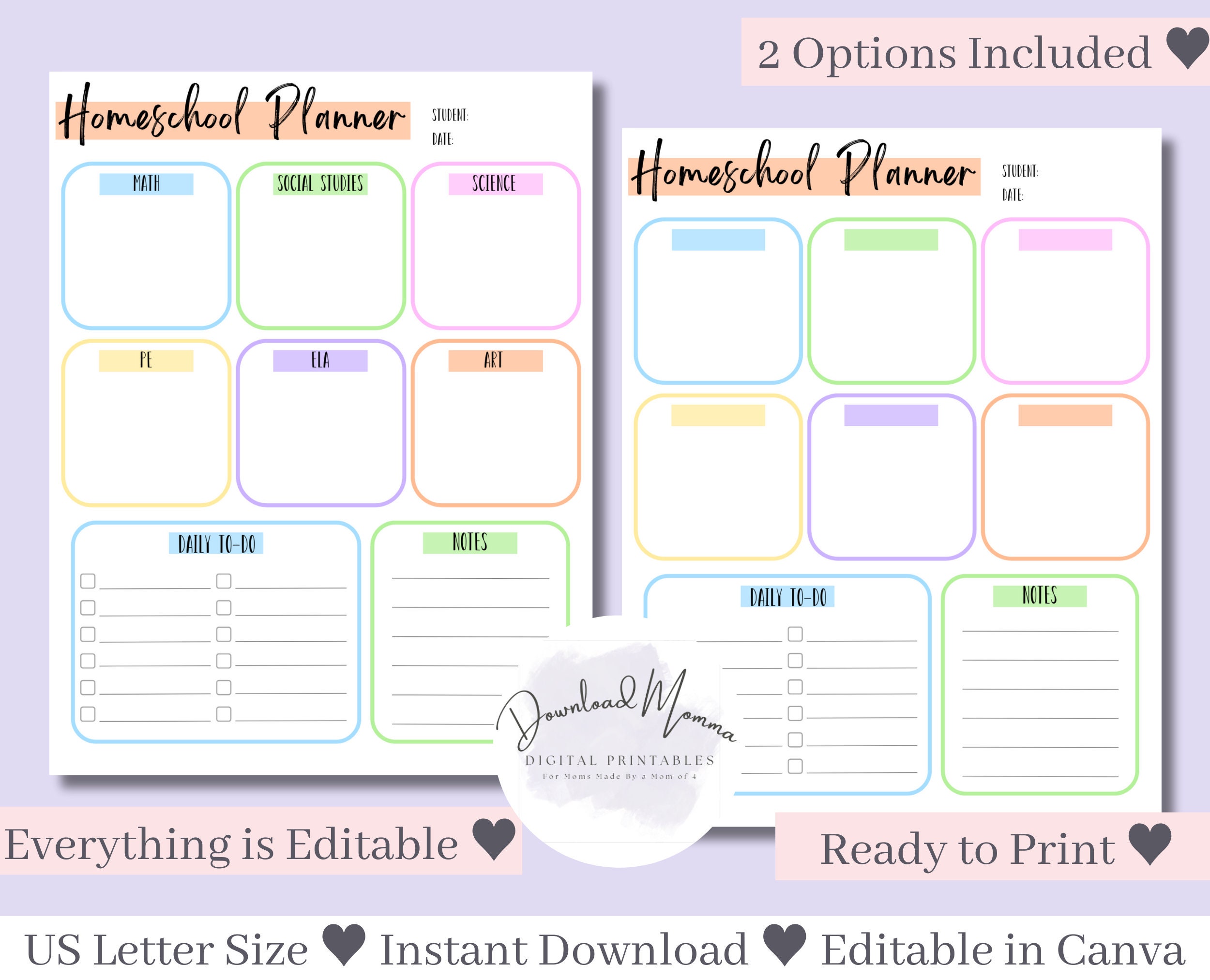 Homeschool Schedule Printable | Homeschool Planner Template ...