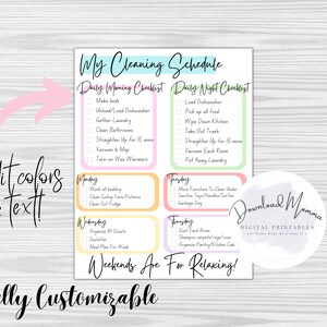EDITABLE Cleaning Planner Printable Daily/weekly Cleaning - Etsy