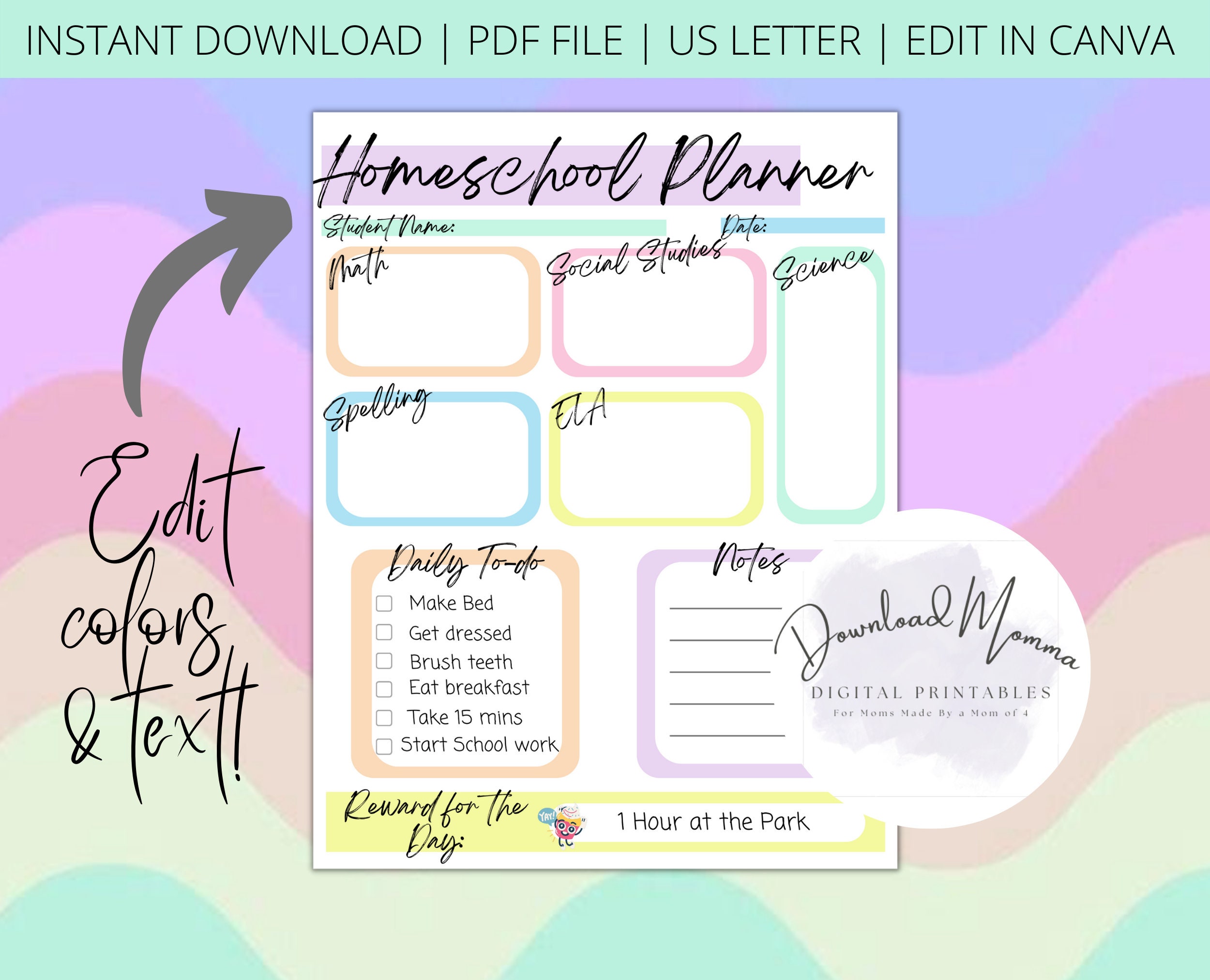 Homeschool Schedule Printable Homeschool Planner Template Homeschool ...