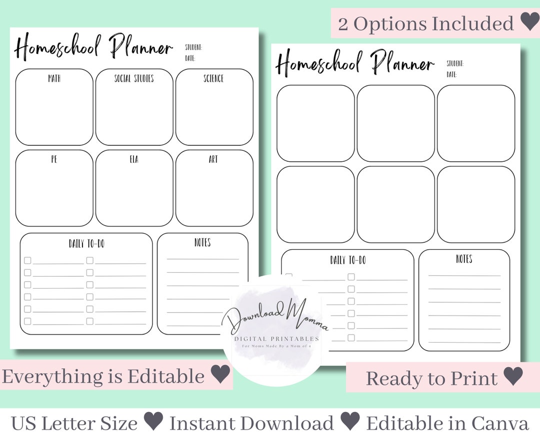 Homeschool Schedule Printable Homeschool Planner Template Homeschool ...
