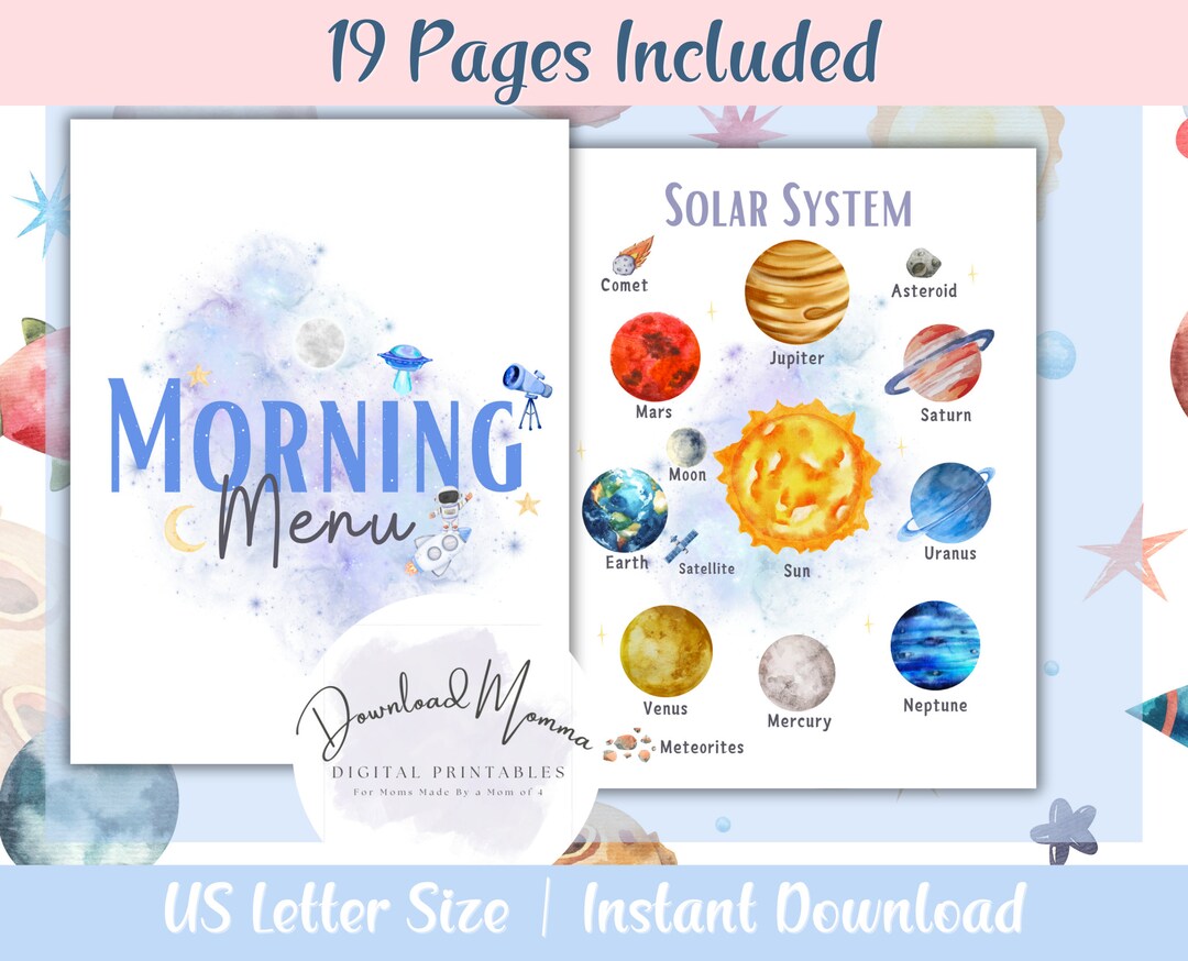 Space Morning Menu Bundle, Homeschool Space Morning Menu, Morning ...