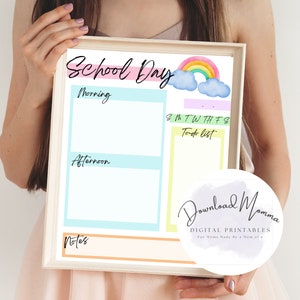 School Day Planner Printable, Kids Daily Routine Chart, Homeschool ...