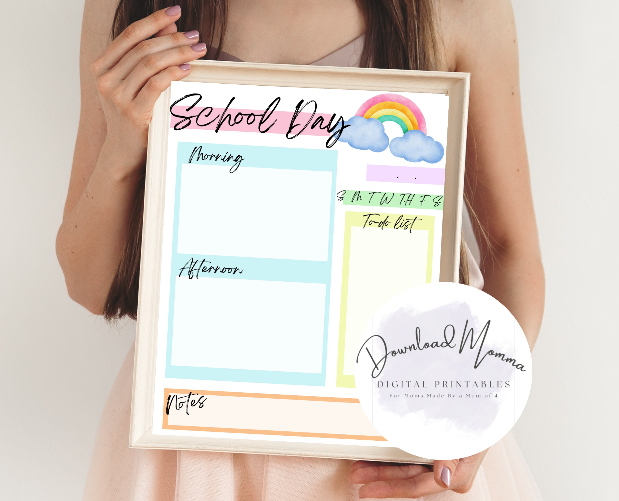 School Day Planner Printable, Kids Daily Routine Chart, Homeschool ...