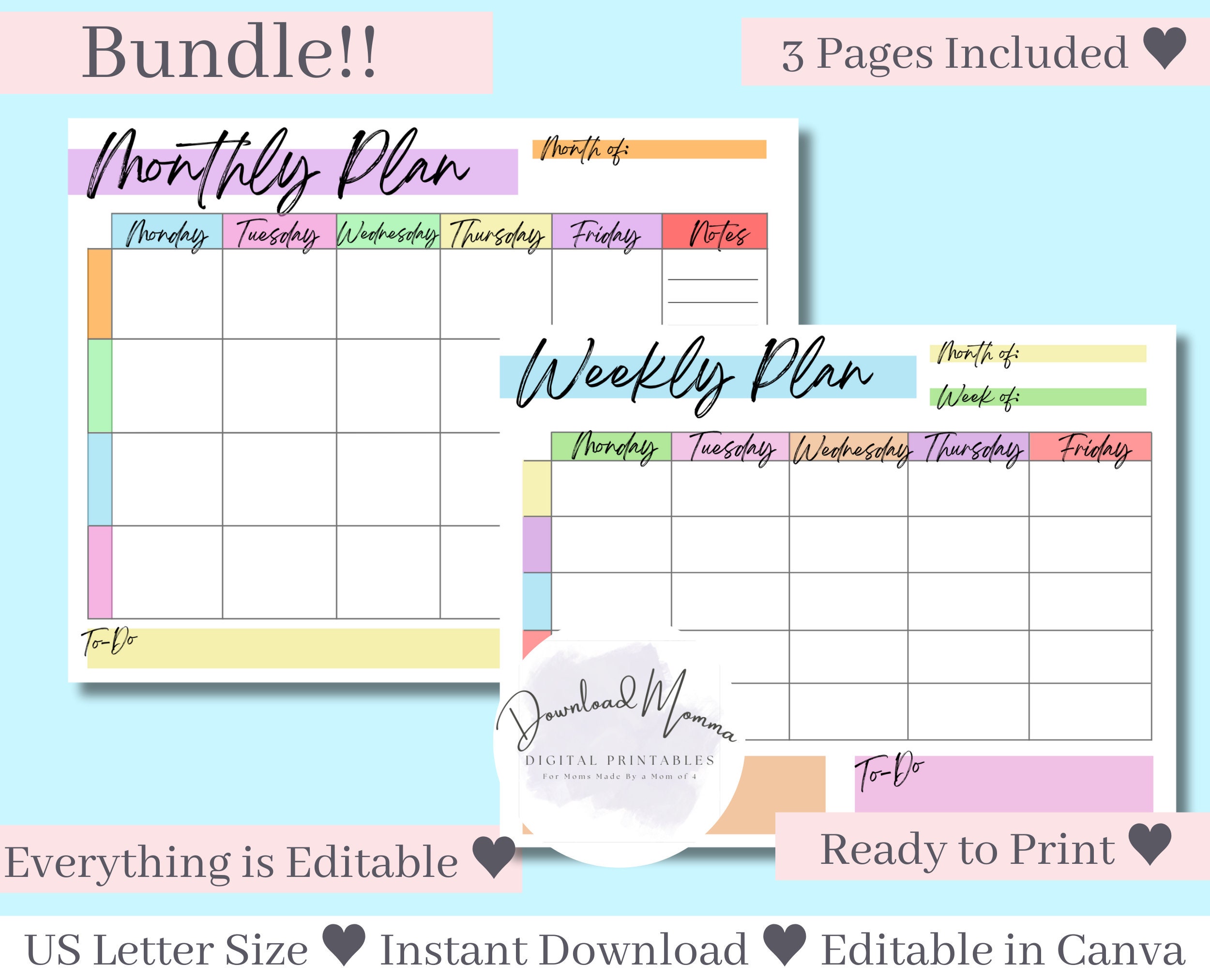 Homeschool Monthly Weekly Daily Planner Printable Homeschool Planner ...
