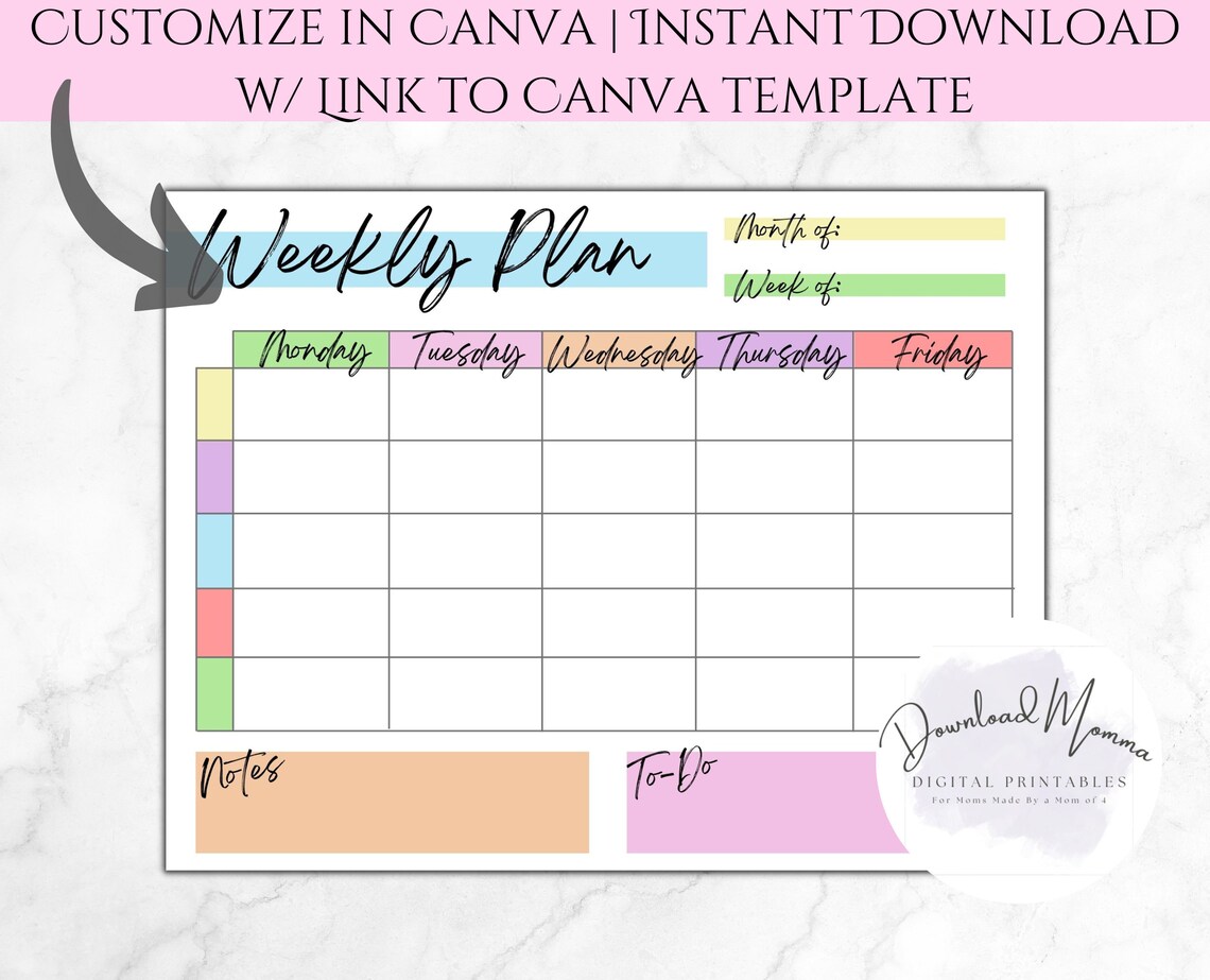Homeschool Weekly Schedule Printable Weekly Plan Worksheet - Etsy