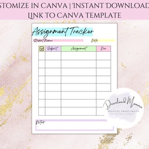 Editable Assignment Tracker Template, Homeschool Daily Assignment ...