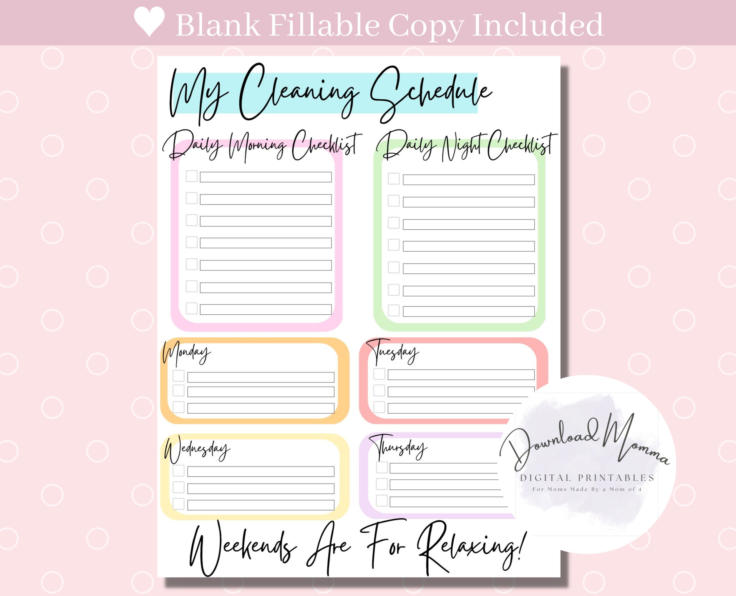 EDITABLE Cleaning Planner Printable, Daily/weekly Cleaning Checklist ...