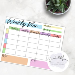 Homeschool Weekly Schedule Printable, Weekly Plan Worksheet, Homeschool ...