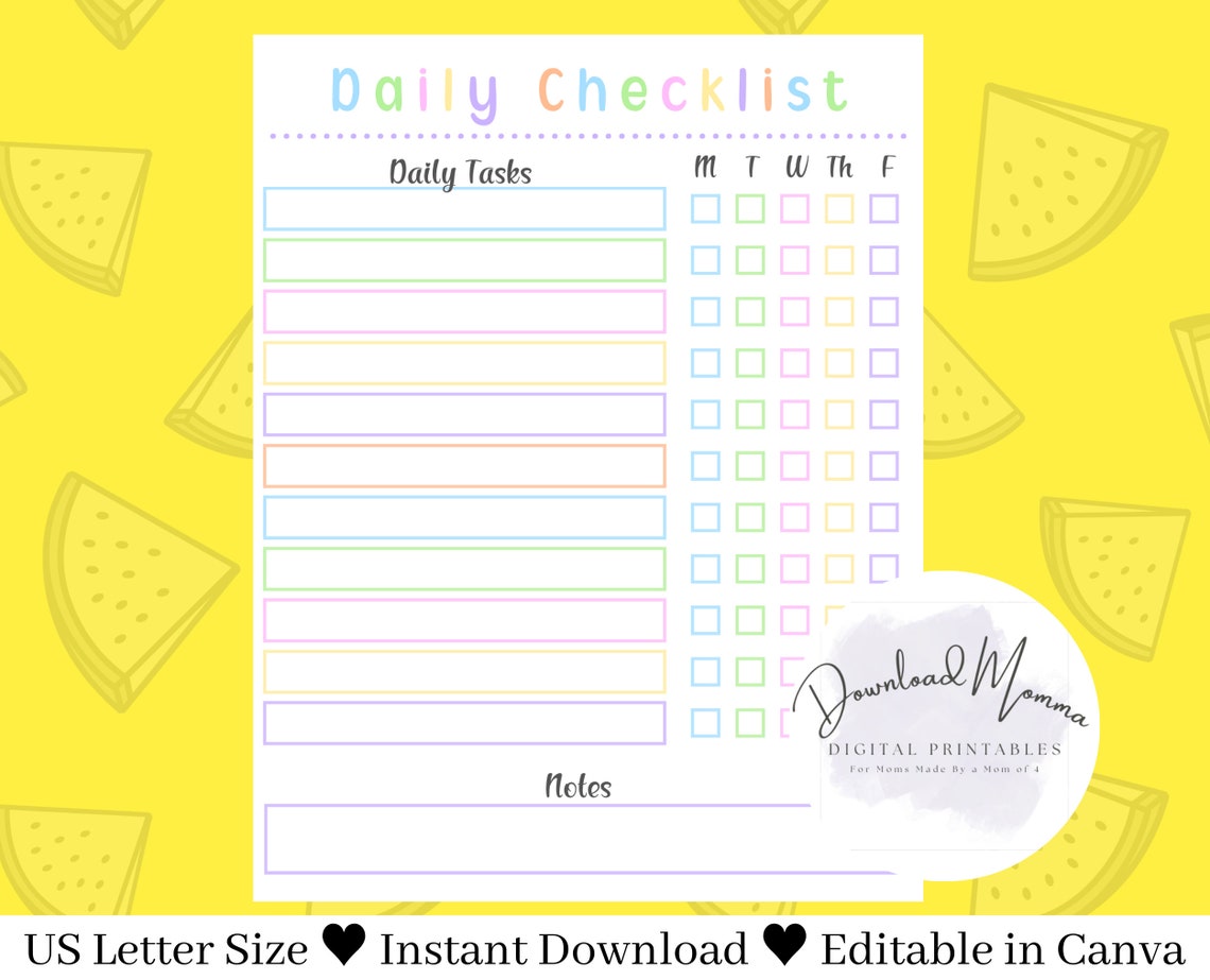 Homeschool Daily Checklist Template | Homeschool Printables | Daily ...