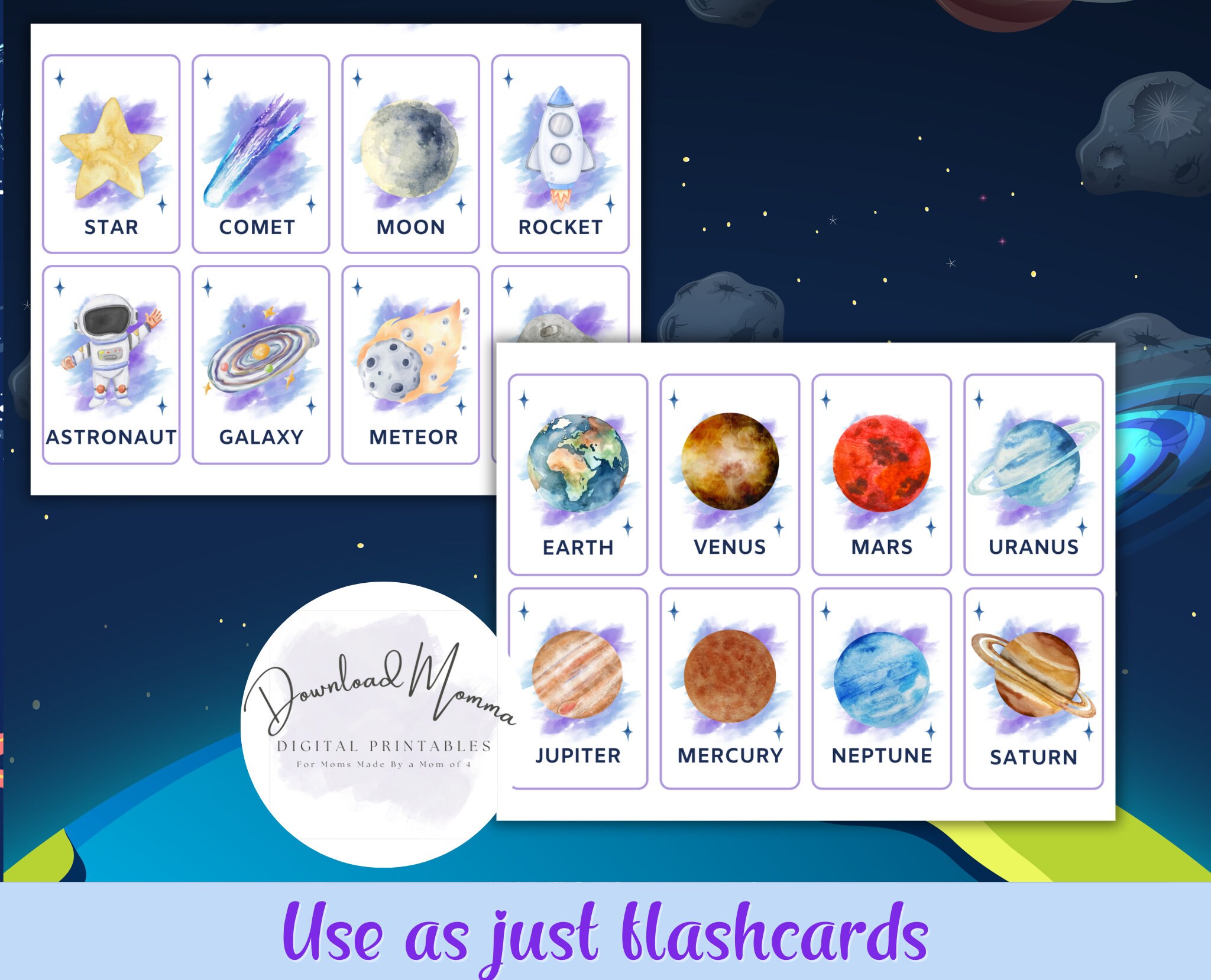 Solar System Matching Flashcards | Solar System Flashcards | Space ...