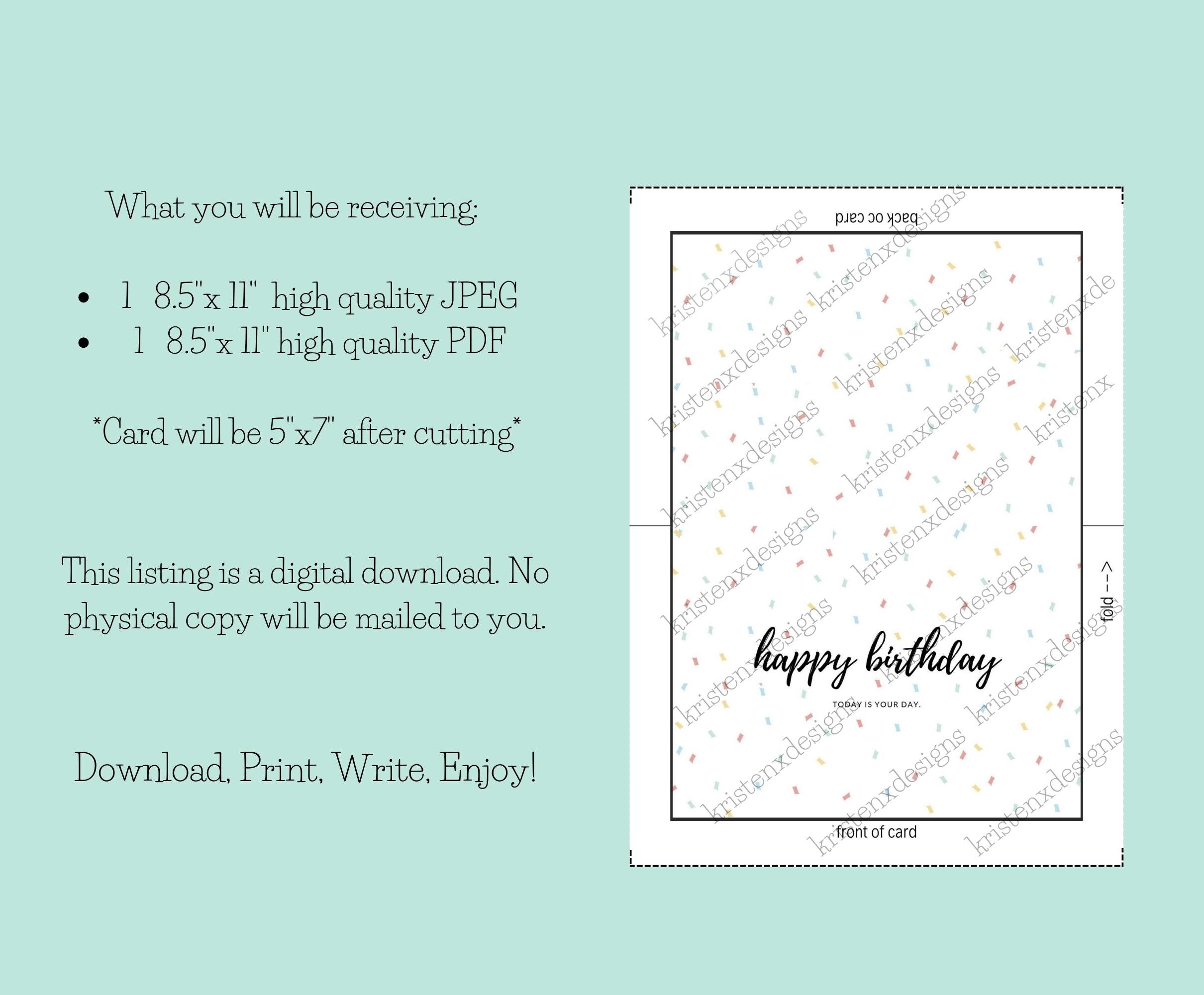 Happy Birthday Printable Card, Confetti Digital Card, Printable ...