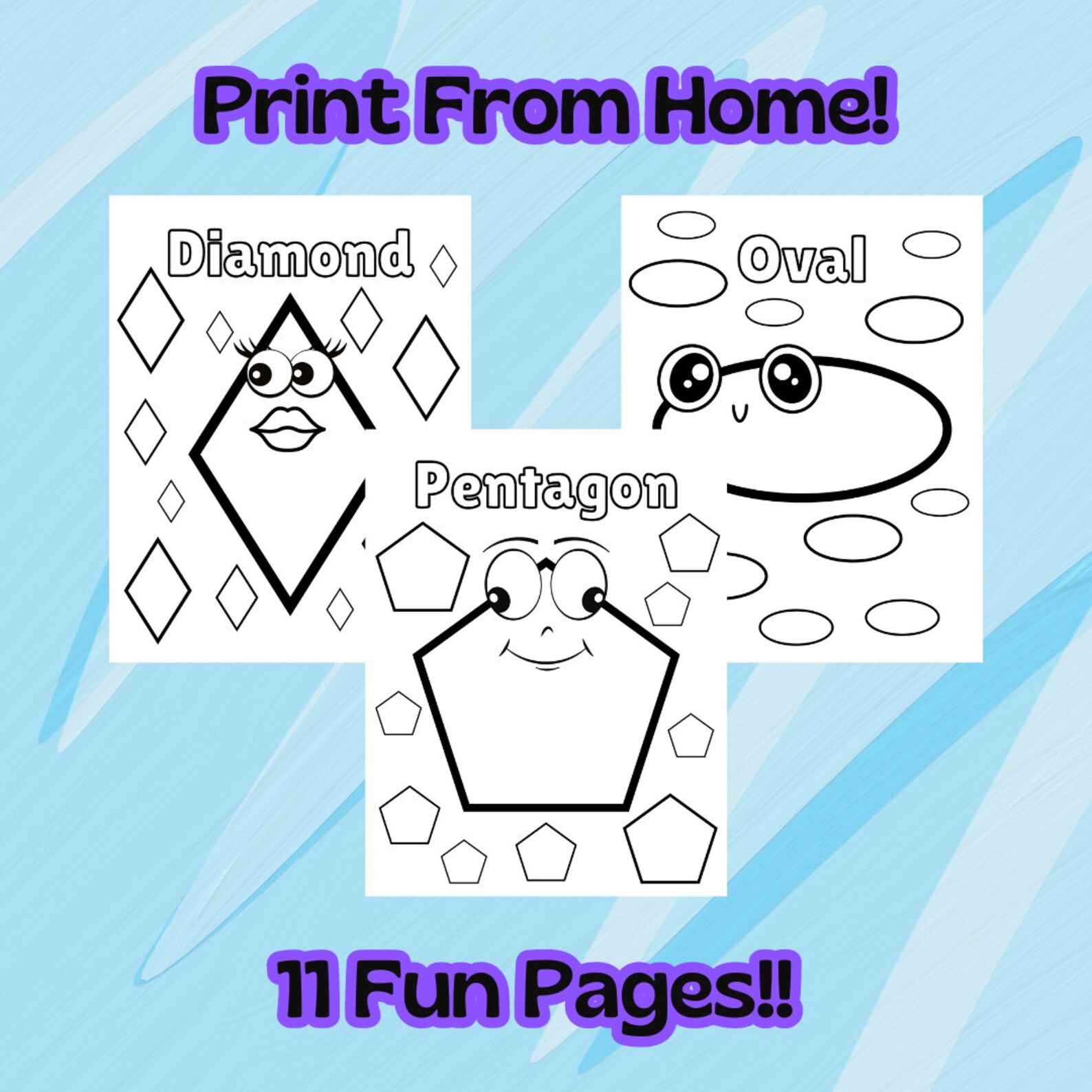 11 Shape Coloring Pages, Shape Recognition, Printable Shapes, Printable ...