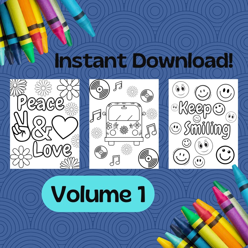 Groovy Coloring Bundle Volumes 1 & 2 21 Groovy Coloring Pages Printable ...