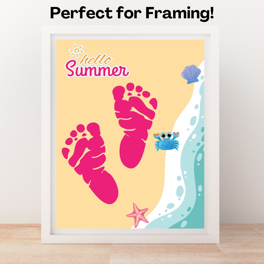 Summer Handprint Footprint Craft, Kids Keepsakes, Printable Handprint ...