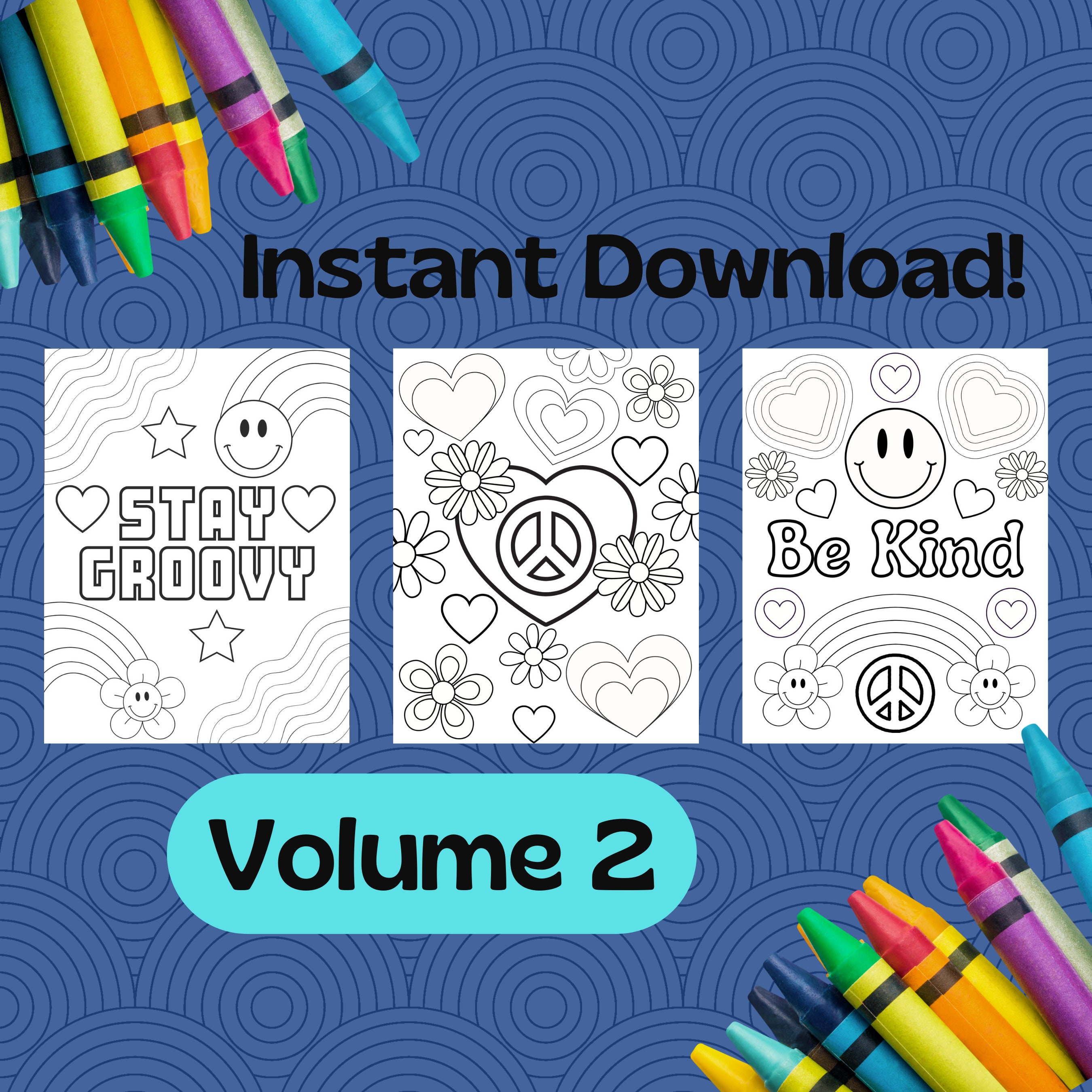 Groovy Coloring Bundle Volumes 1 & 2 21 Groovy Coloring Pages Printable ...