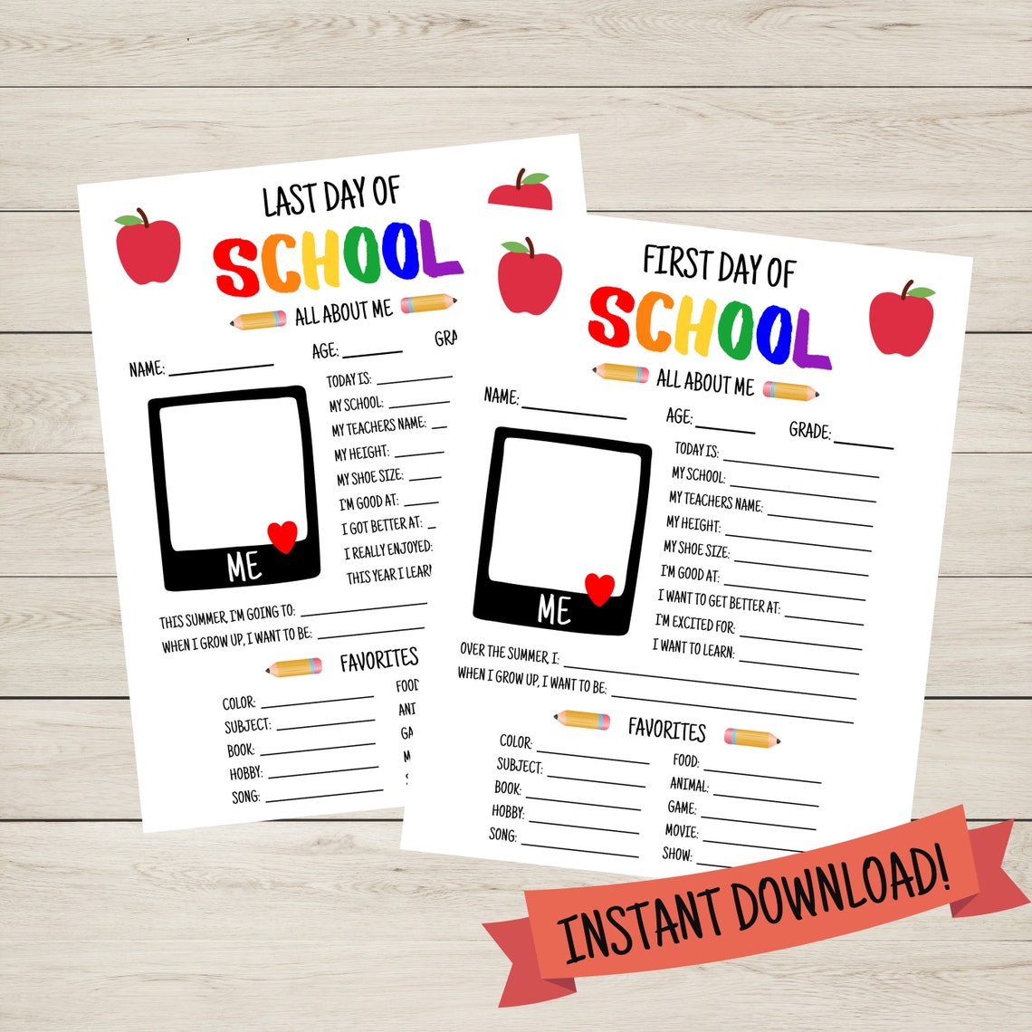 First Day of School Printable, Last Day of School, Back to School ...