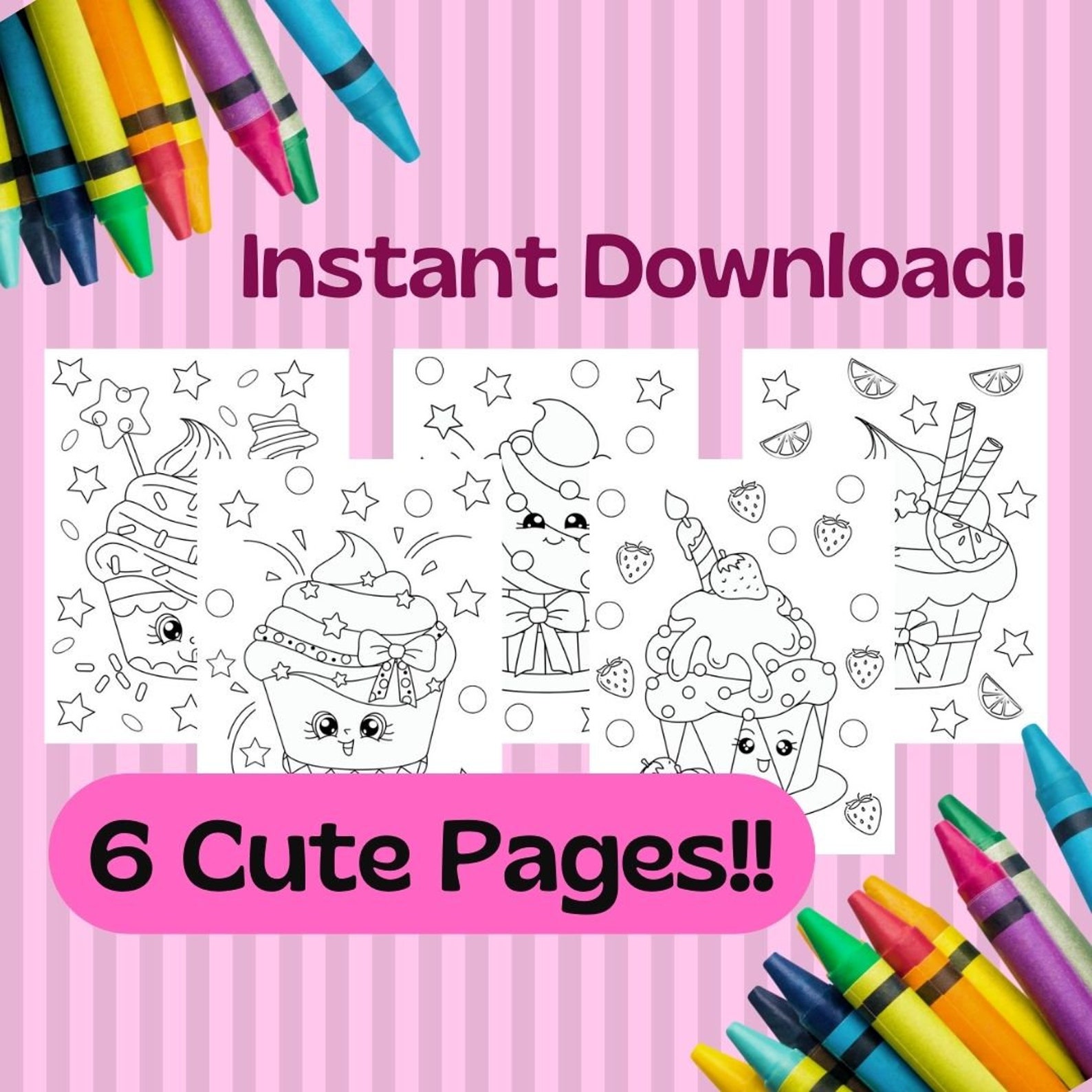 6 Cute Cupcake Coloring Pages Printable Coloring Kids Coloring Cupcakes ...
