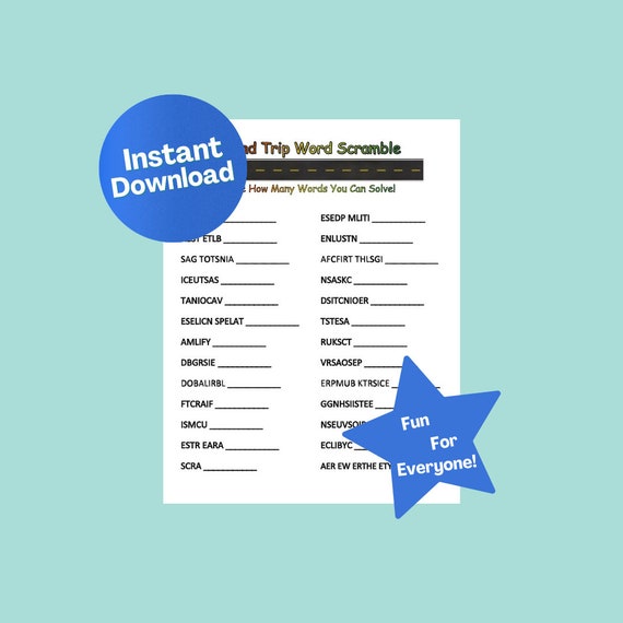Road Trip Word Scramble Kids Activity Printable Travel - Etsy