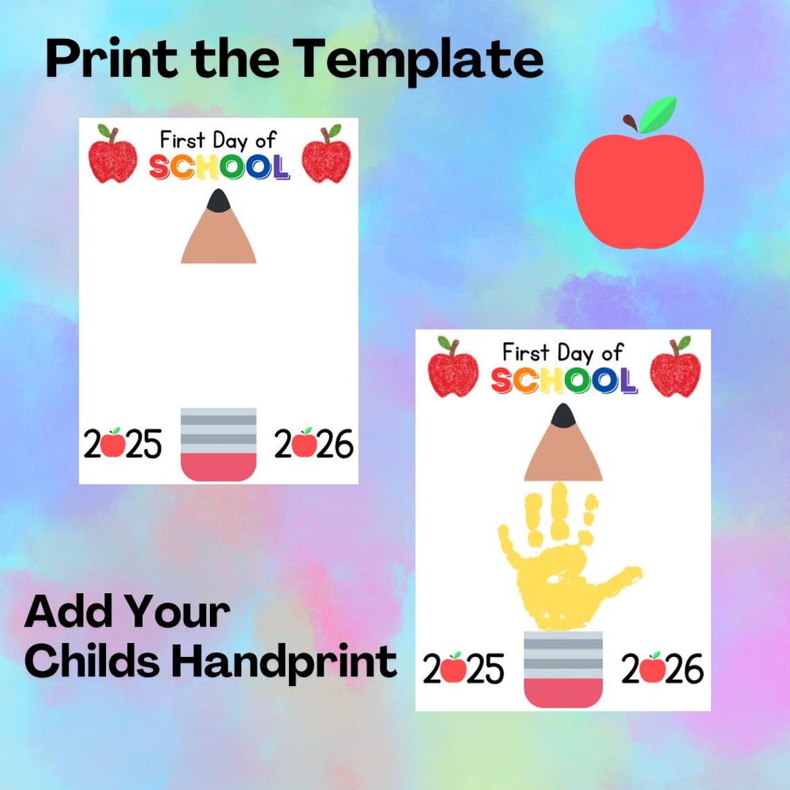 2025 First Day of School Handprint Craft, Kids Keepsakes, Printable ...