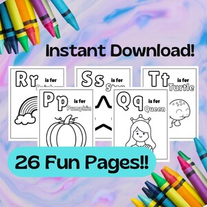 26 Printable Alphabet Pages - Coloring Pages - Digital Download - Kids ...