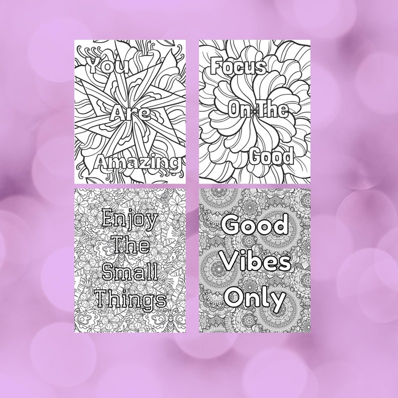 Positive Saying Coloring, Collage Coloring, Printable Collage, Instant ...