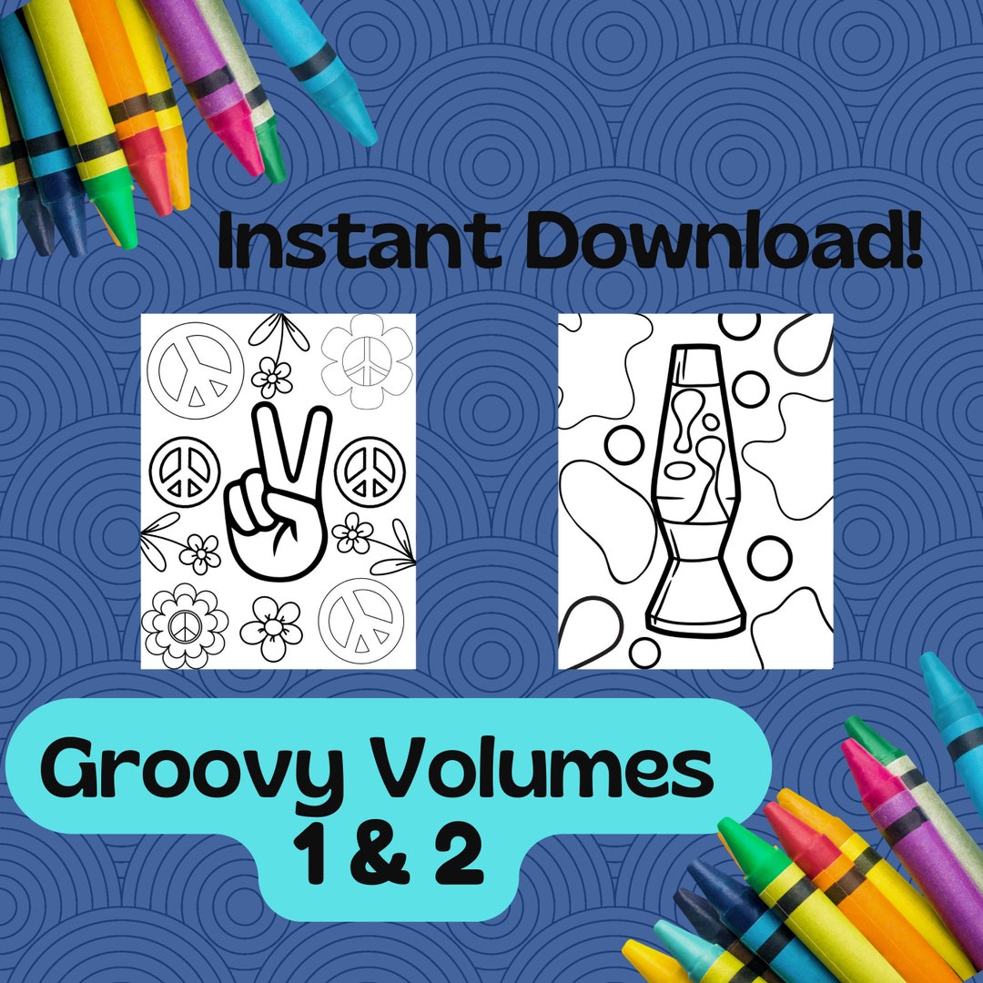 Groovy Coloring Bundle Volumes 1 & 2 21 Groovy Coloring Pages Printable ...