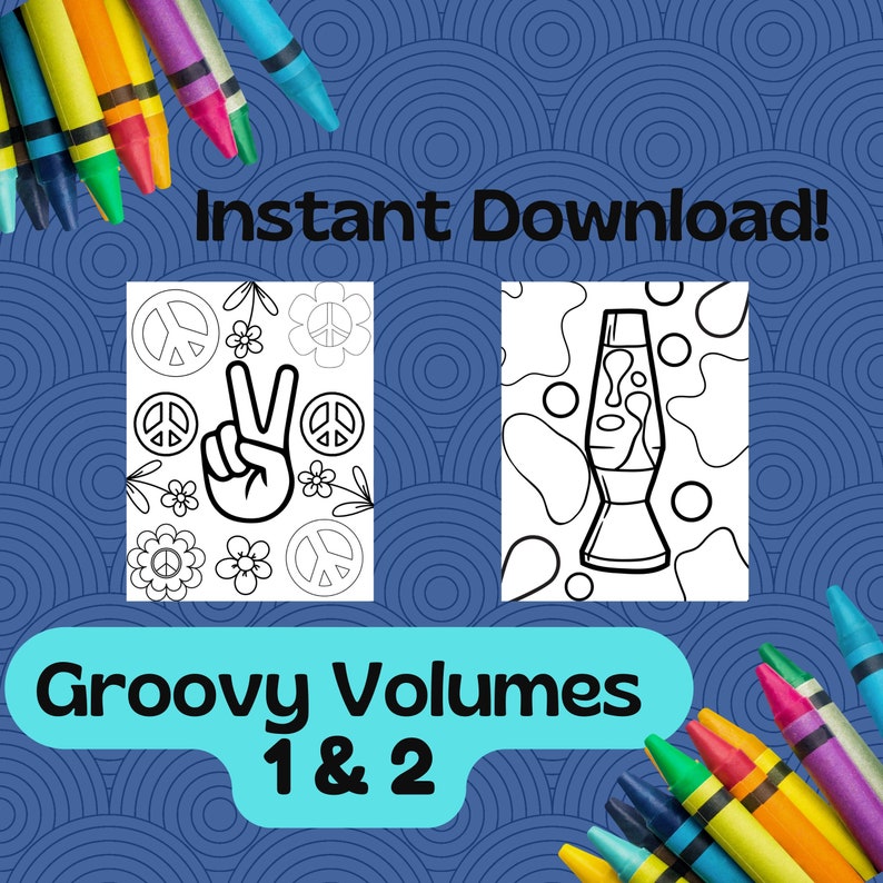 Groovy Coloring Bundle Volumes 1 & 2 21 Groovy Coloring Pages Printable ...