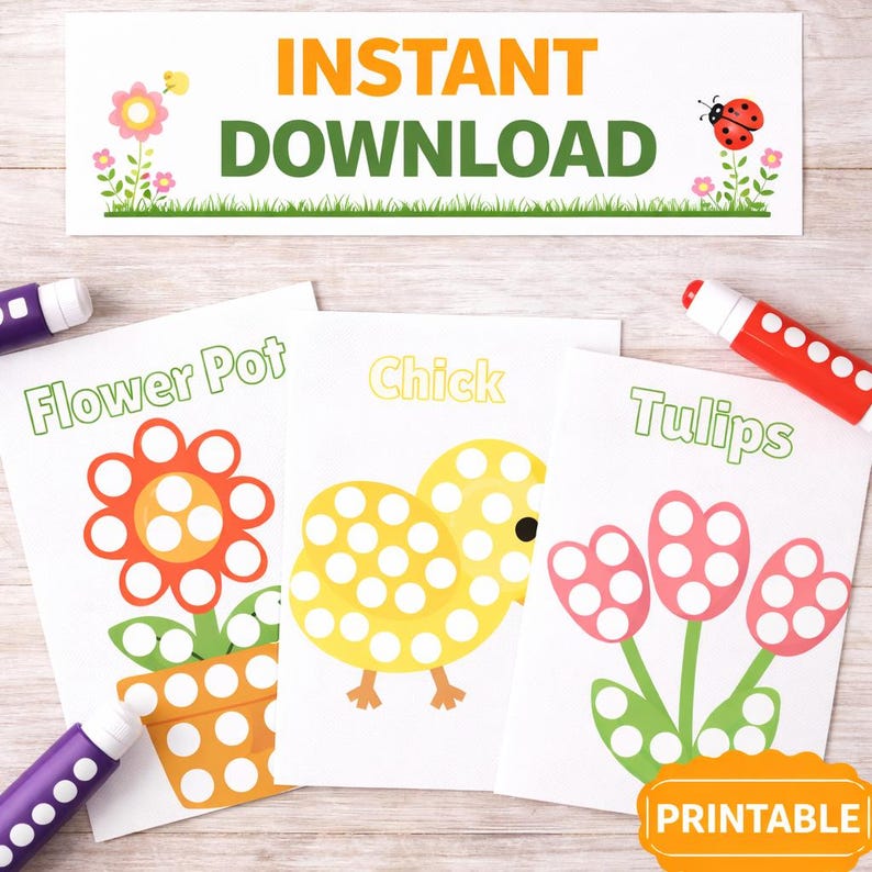 Spring Dot Marker Printables, Do A Dot Activity for Kids, Preschool ...