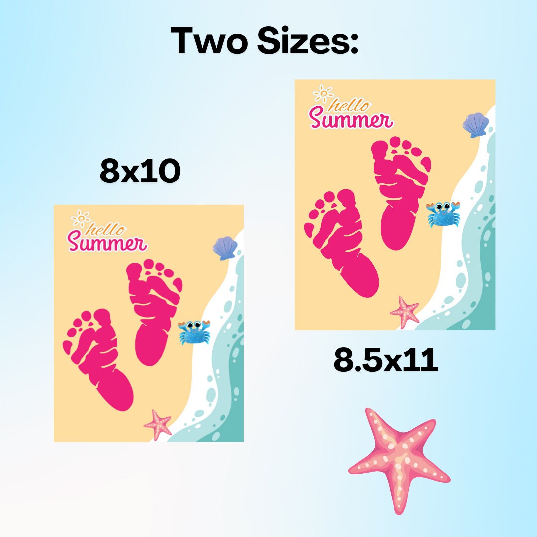 Summer Handprint Footprint Craft, Kids Keepsakes, Printable Handprint ...