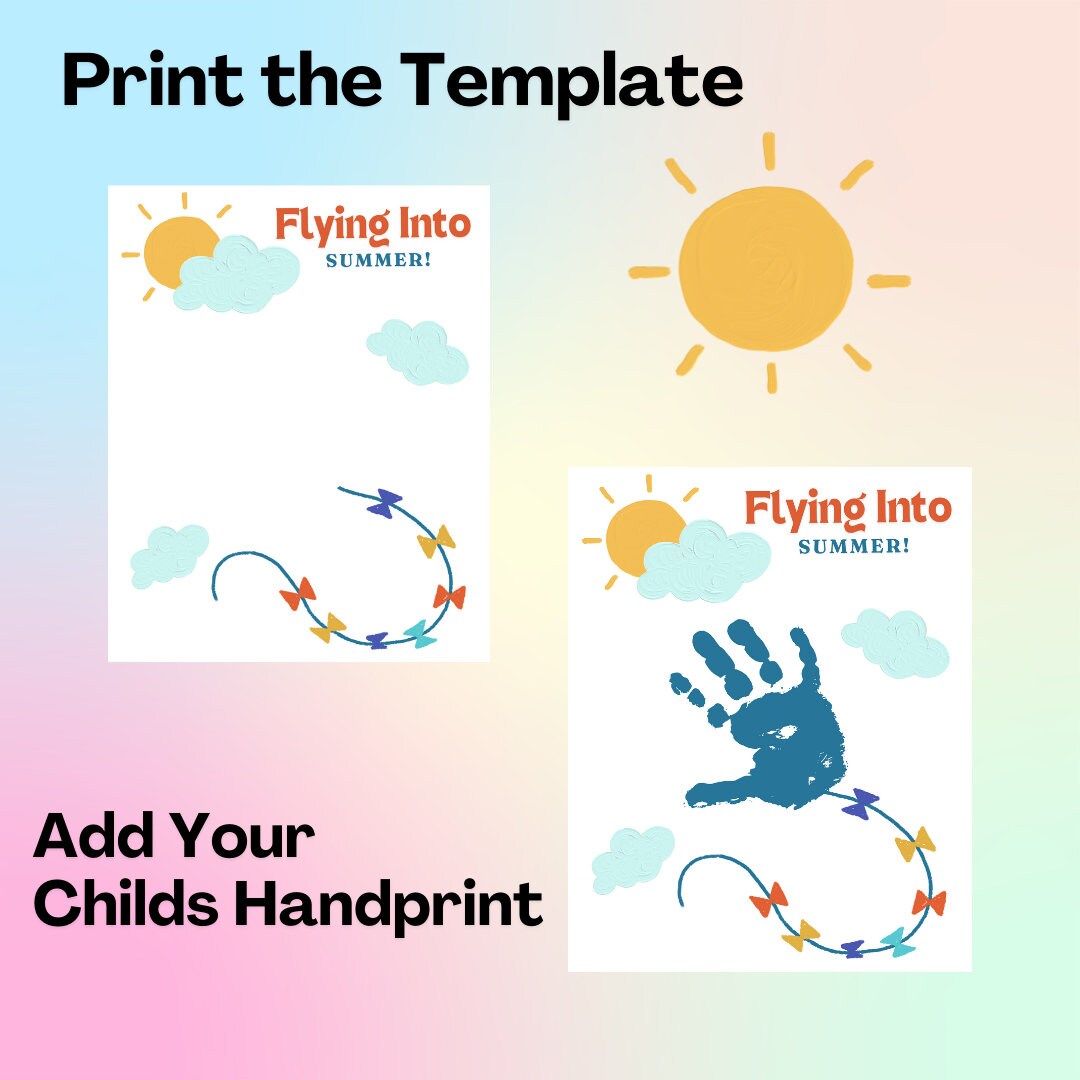 Summer Handprint Footprint Craft, Kids Keepsakes, Printable Handprint ...