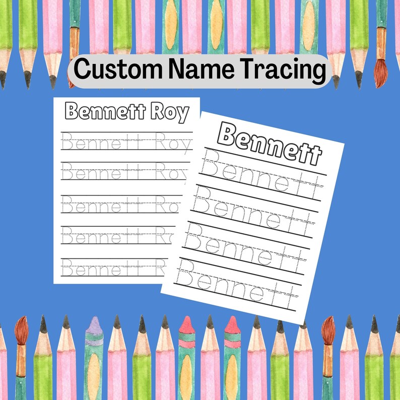 Custom Name Tracing Printable, Handwriting Practice, Personalized ...