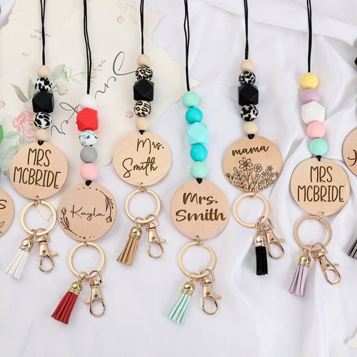 Boho Rainbow Daisy Beaded Teacher Lanyard ID Badge Holder - Etsy