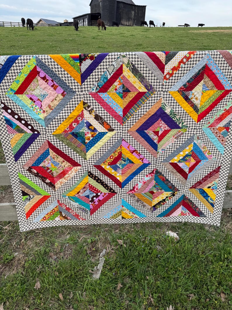 Oh so Colorful Homemade Quilt--fun and Energetic Mix of Patterns ...