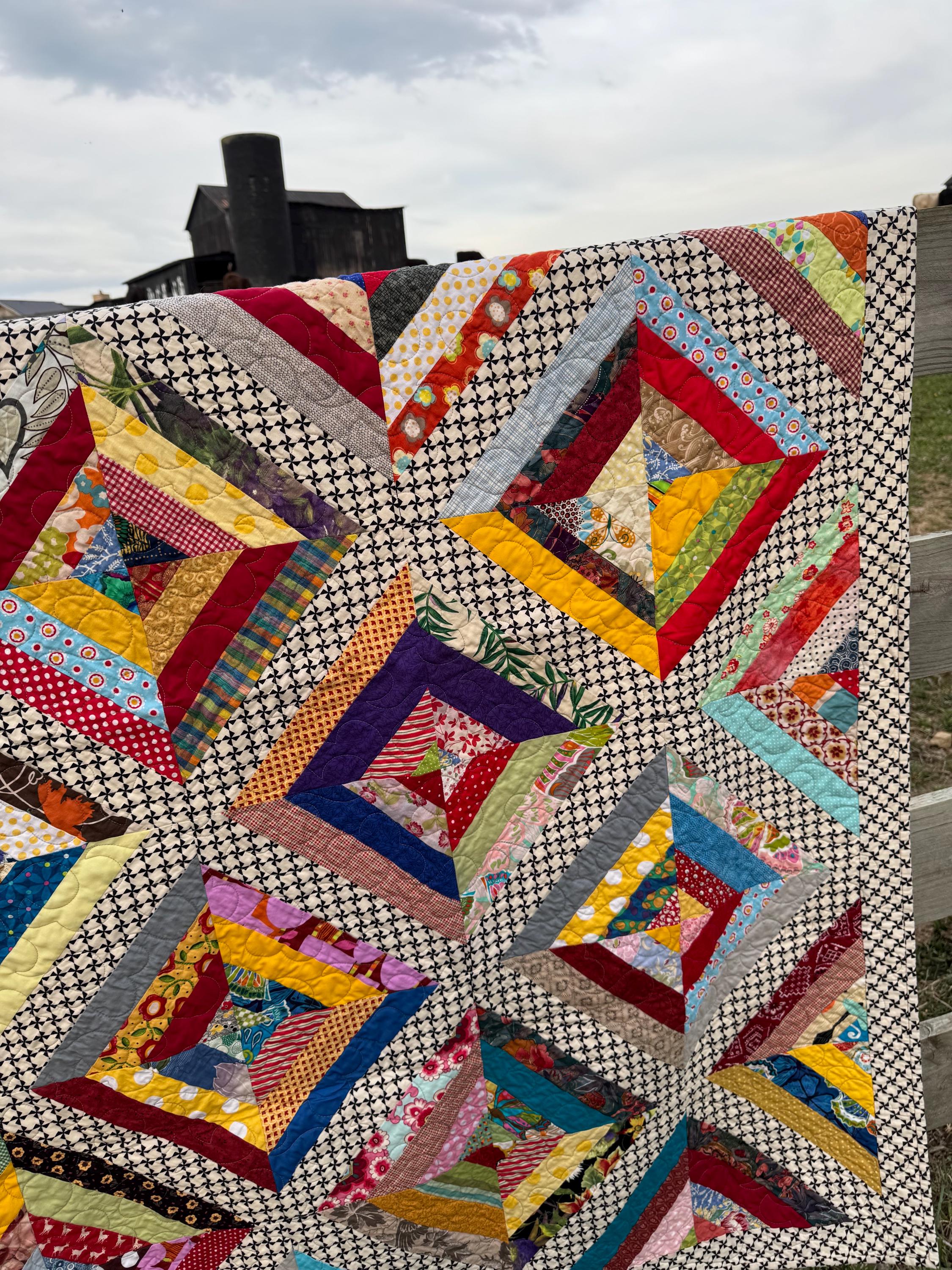 Oh so Colorful Homemade Quilt--fun and Energetic Mix of Patterns ...