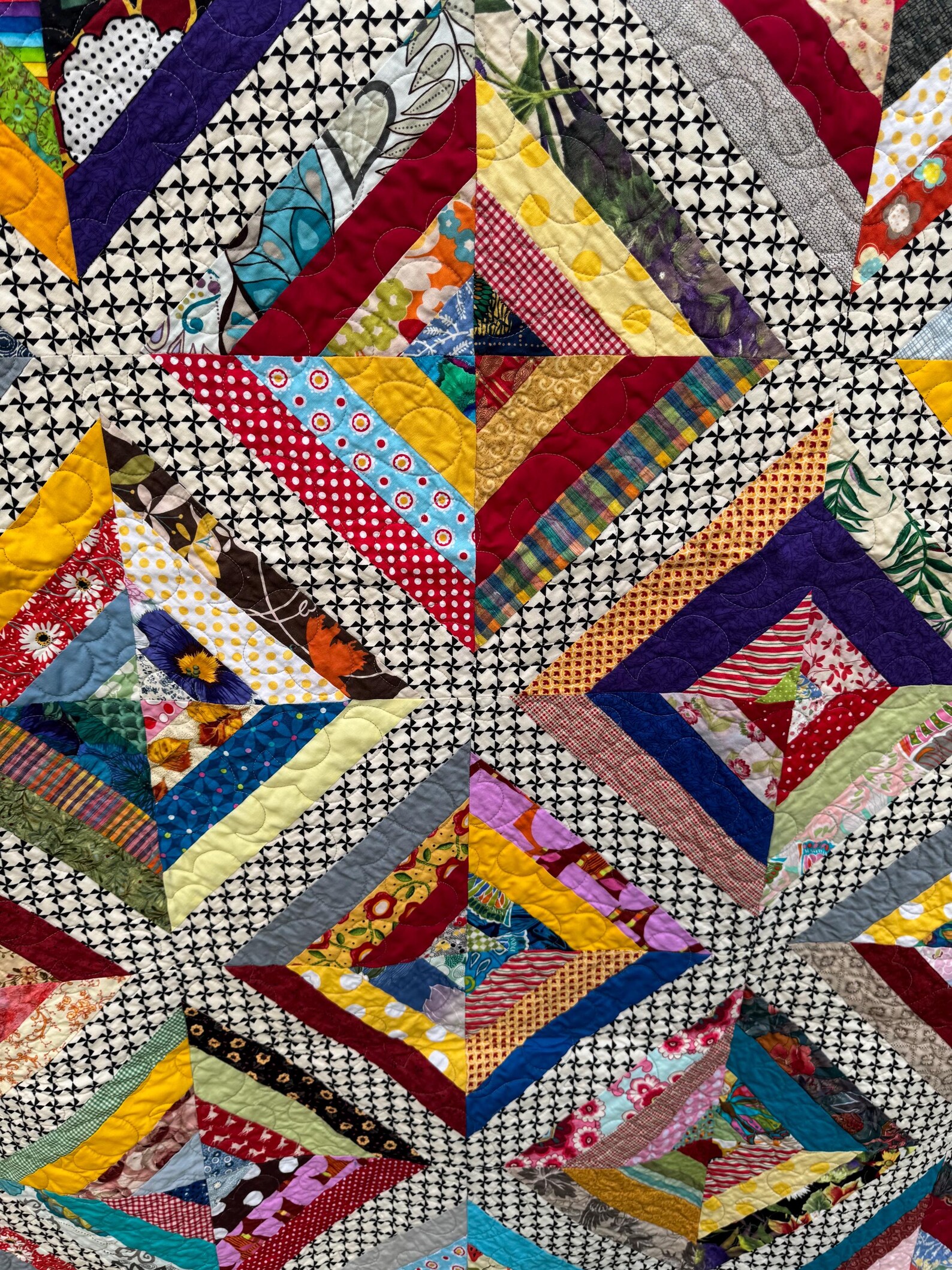 Oh so Colorful Homemade Quilt--fun and Energetic Mix of Patterns ...