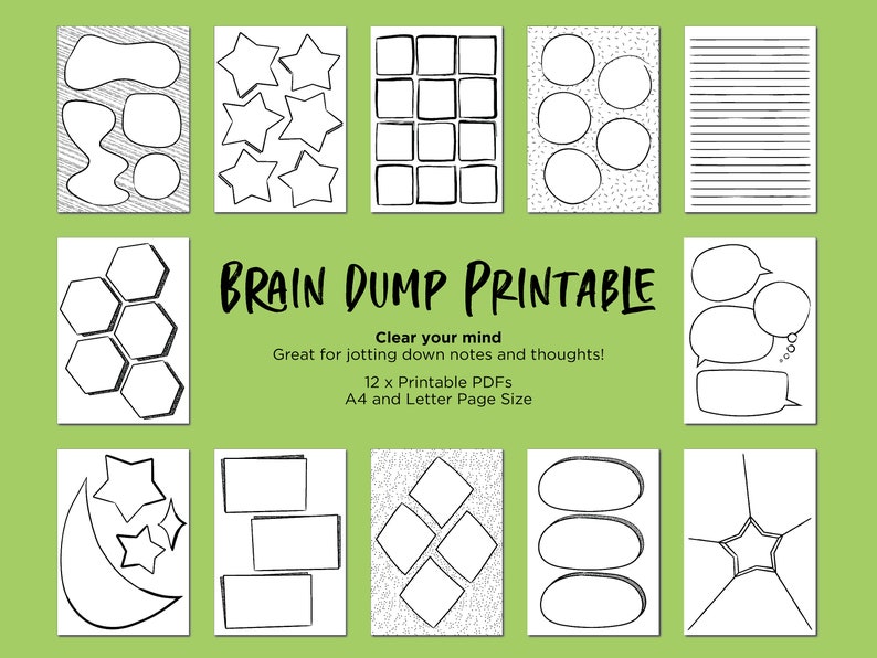 Brain Dump Printable Bundle - Hand Drawn Doodle Style - A4/letter ...