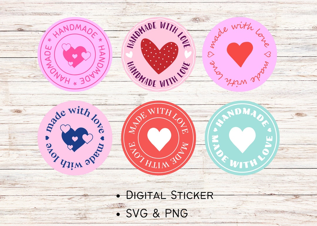 Handmade With Love Sticker Bundle, SVG Digital Download, Stickers for ...