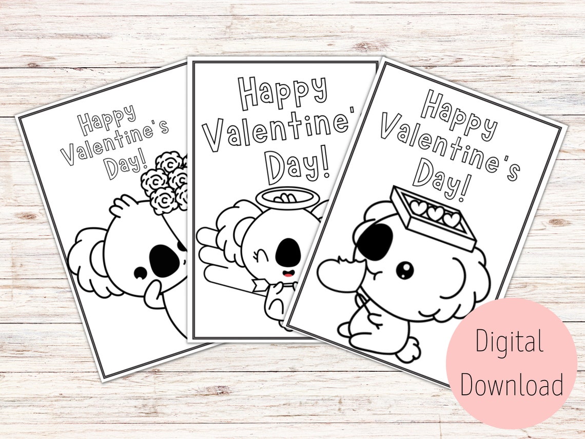 Koala Valentine Cards for Kids, Kids Valentine Cards, Animal Valentine ...