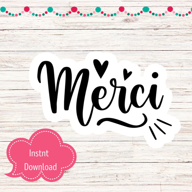 Thank You Sticker SVG Thank You Stickers Merci Sticker - Etsy