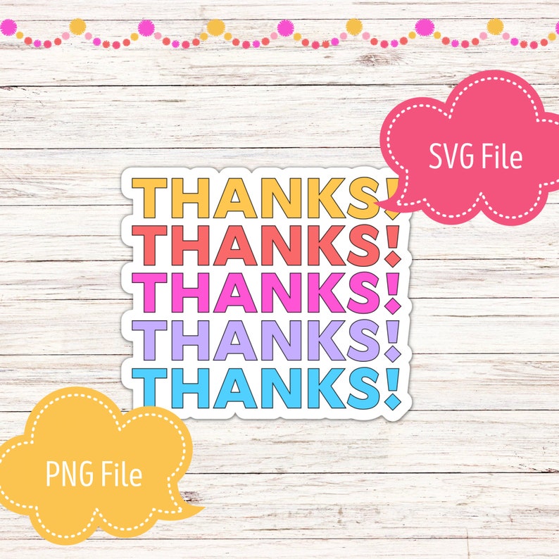 Colorful Thank You Sticker SVG, Thank You Stickers, Thanks Sticker ...