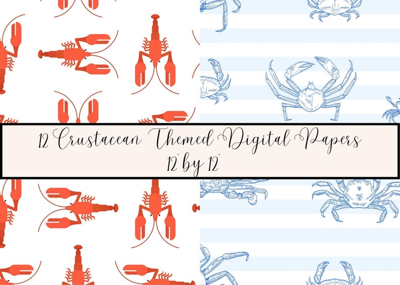 Crustacean Core Digital Paper Bundle, 12 by 12 Scrapbooking Paper ...