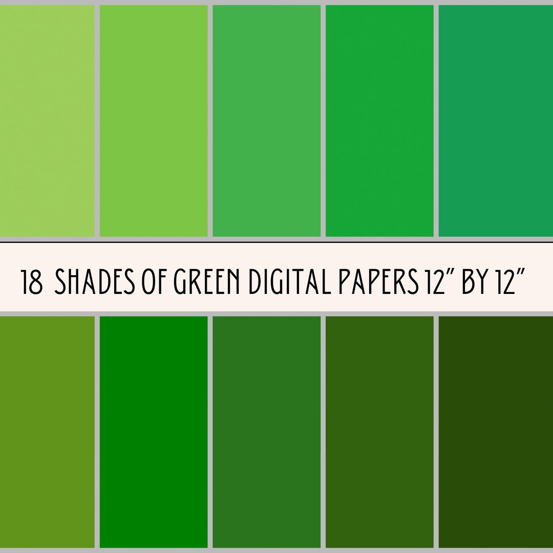 Green Digital Paper Bundle, Shades of Green Digital Paper, PNG Paper ...