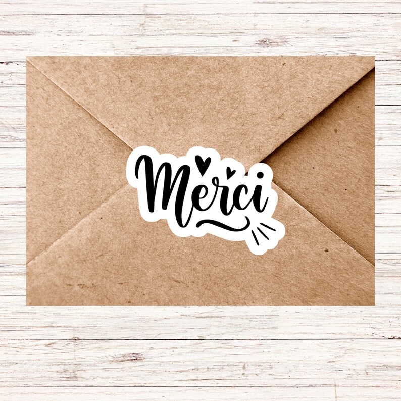 Thank You Sticker SVG Thank You Stickers Merci Sticker - Etsy