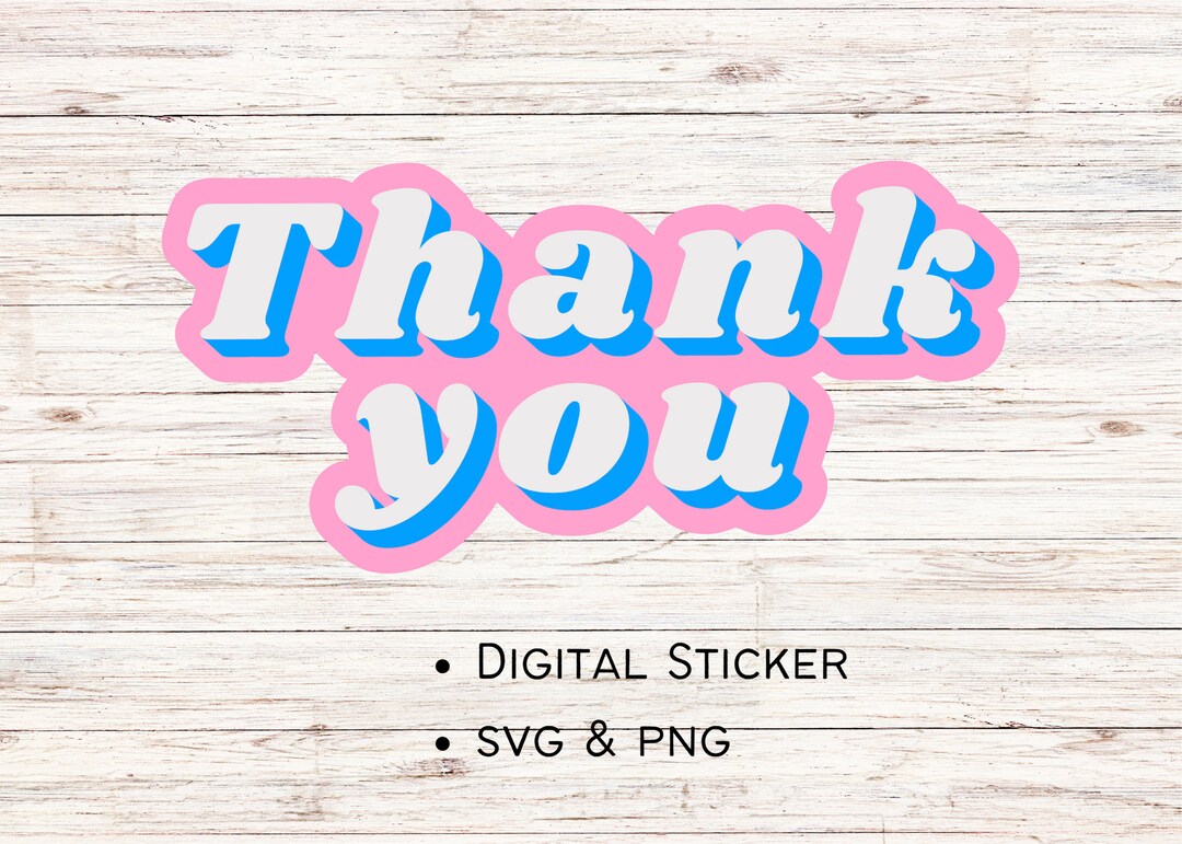 Retro Thank You Stickers, SVG Digital Download, Stickers for Small ...
